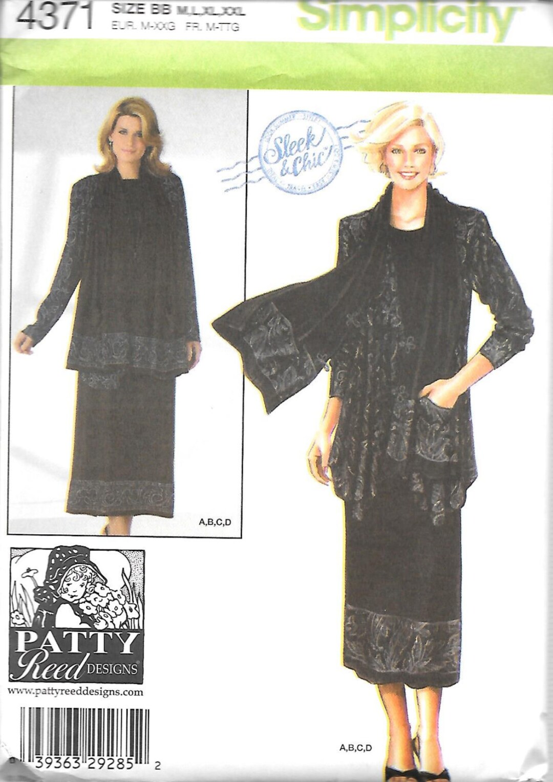 Simplicity Patty Reed Designs Pattern 4371 KNIT TOP SKIRT Jacket ...