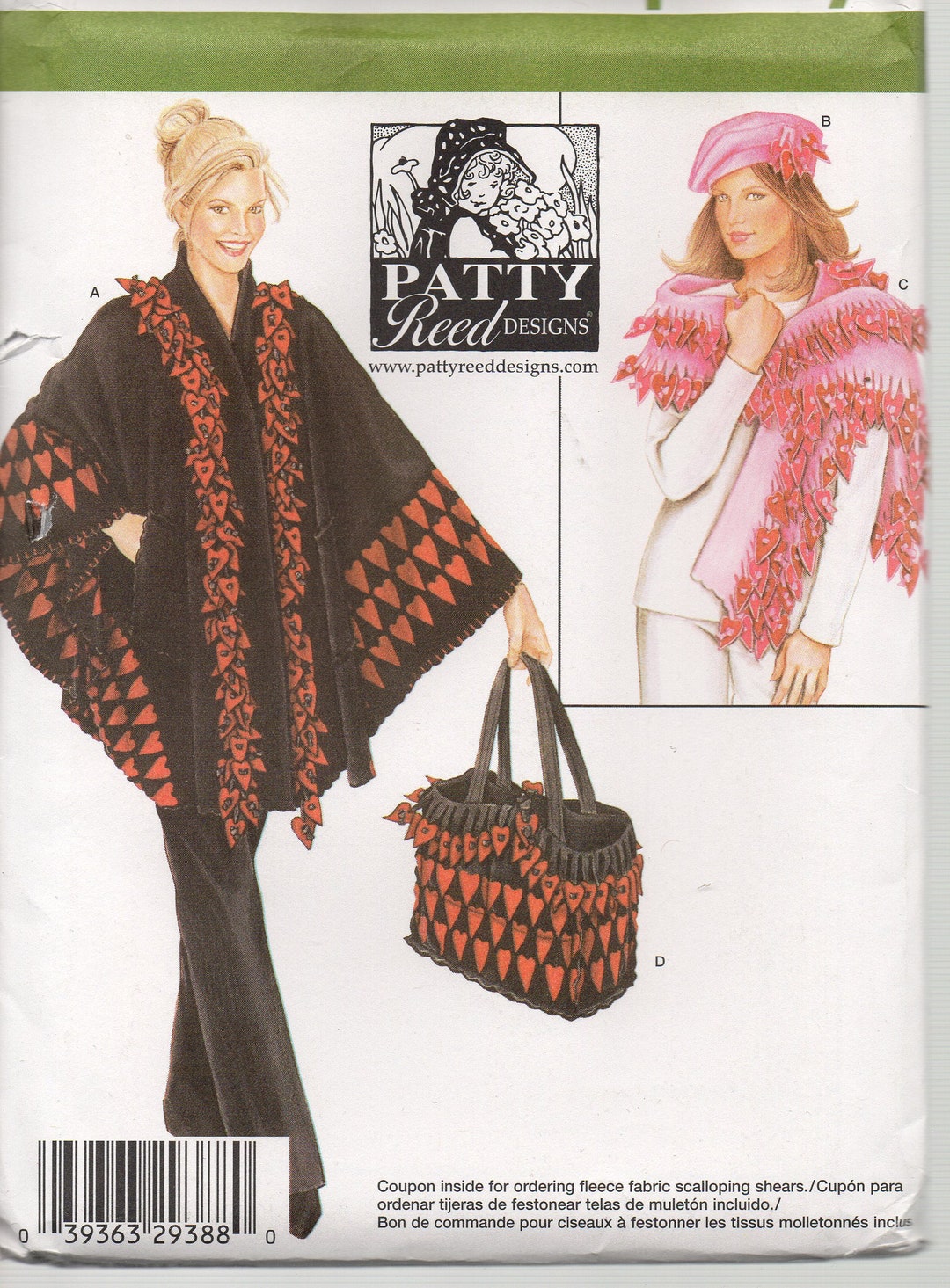 Simplicity Patty Reed Designs Pattern 4343 Fleece PONCHO SHAWL TOTE Bag ...