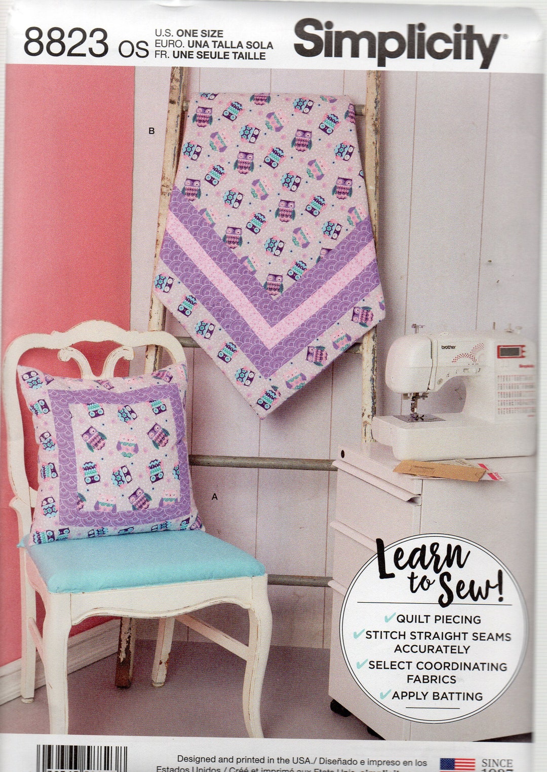 Simplicity Learn to Sew Pattern 8823 QUILTED PILLOW & BLANKET - Etsy