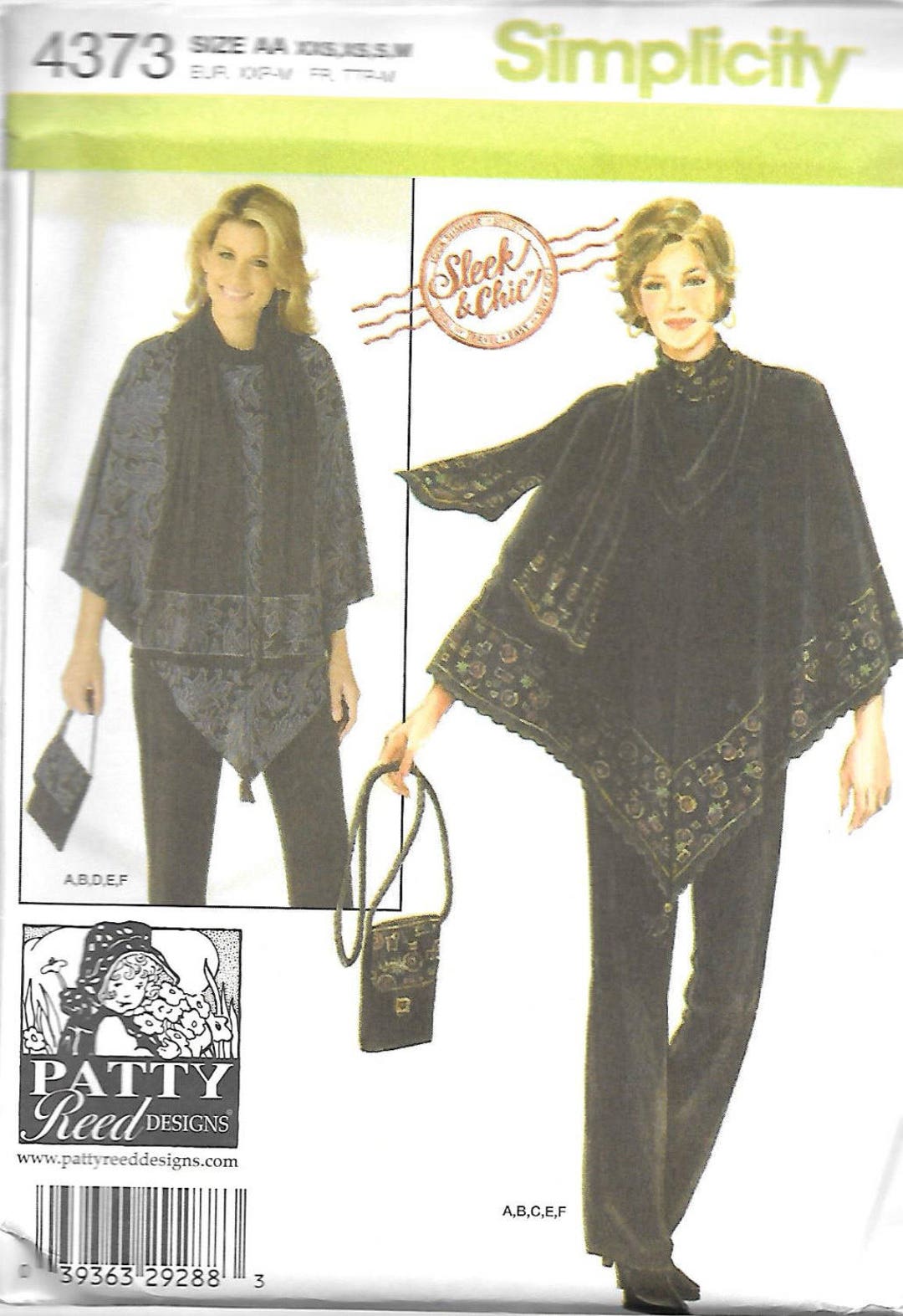 Simplicity Patty Reed Designs Pattern 4373 KNIT TOP PANTS Ponchos Scarf ...
