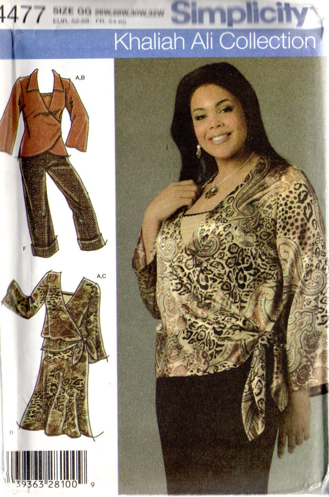 Simplicity Khaliah Ali Pattern 4477 PANTS SKIRT Wrap TOPS Knit Camisole ...