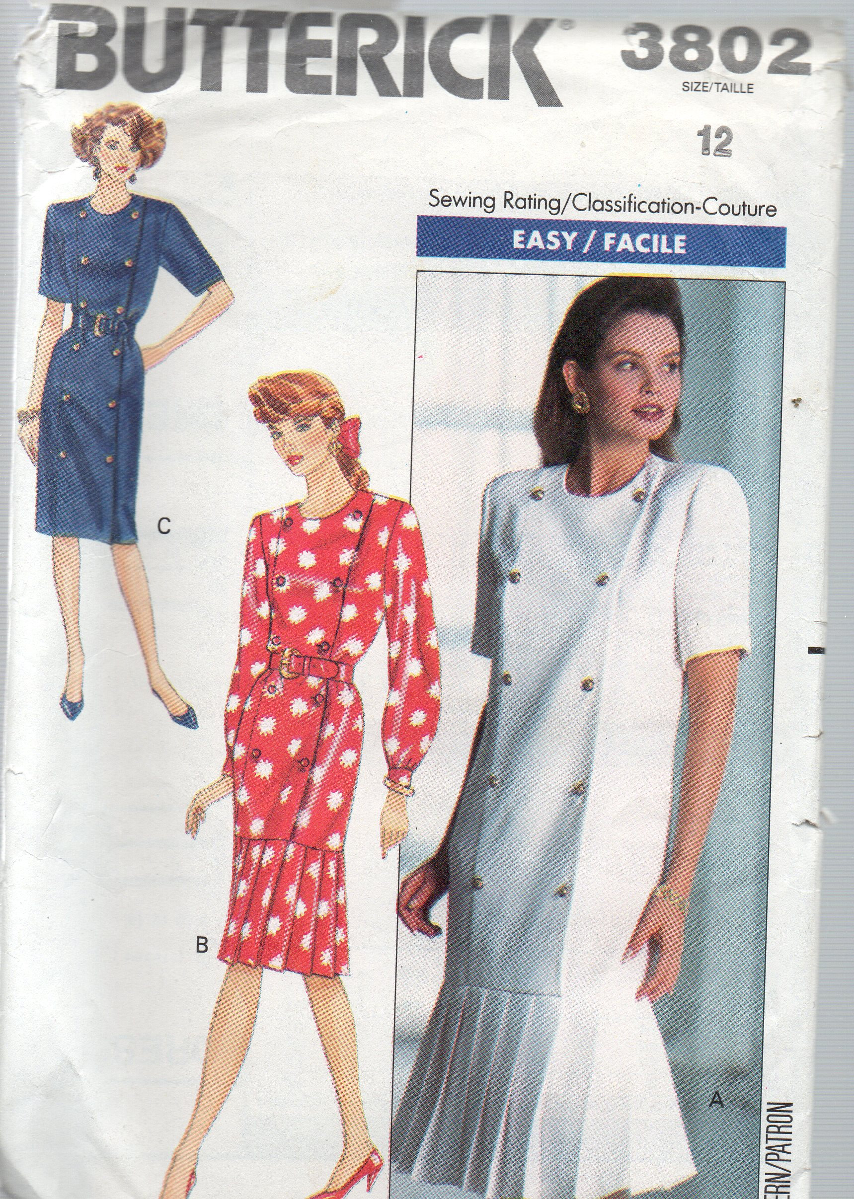 Vintage 1989 Easy Butterick Pattern 3802 PLEATED FLOUNCED - Etsy