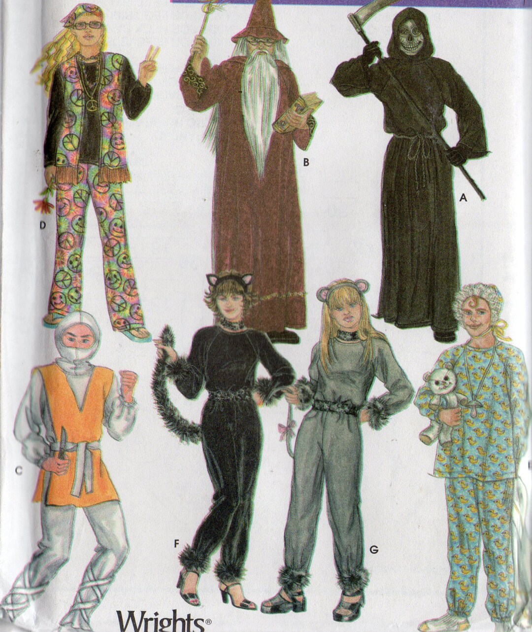 GANDALF HIPPIE NINJA Cat Simplicity Pattern 4454 Adults Xs Sm Med Lrg ...