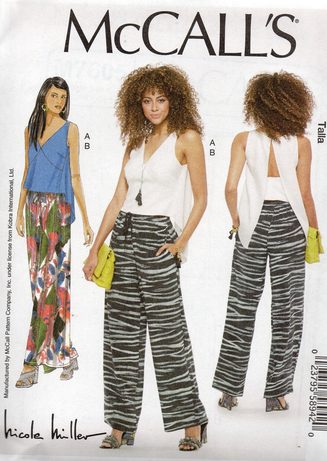 Disc. Mccall's Nicole Miller Pattern 7605 TOP & PANTS Misses Sizes 6 8 ...