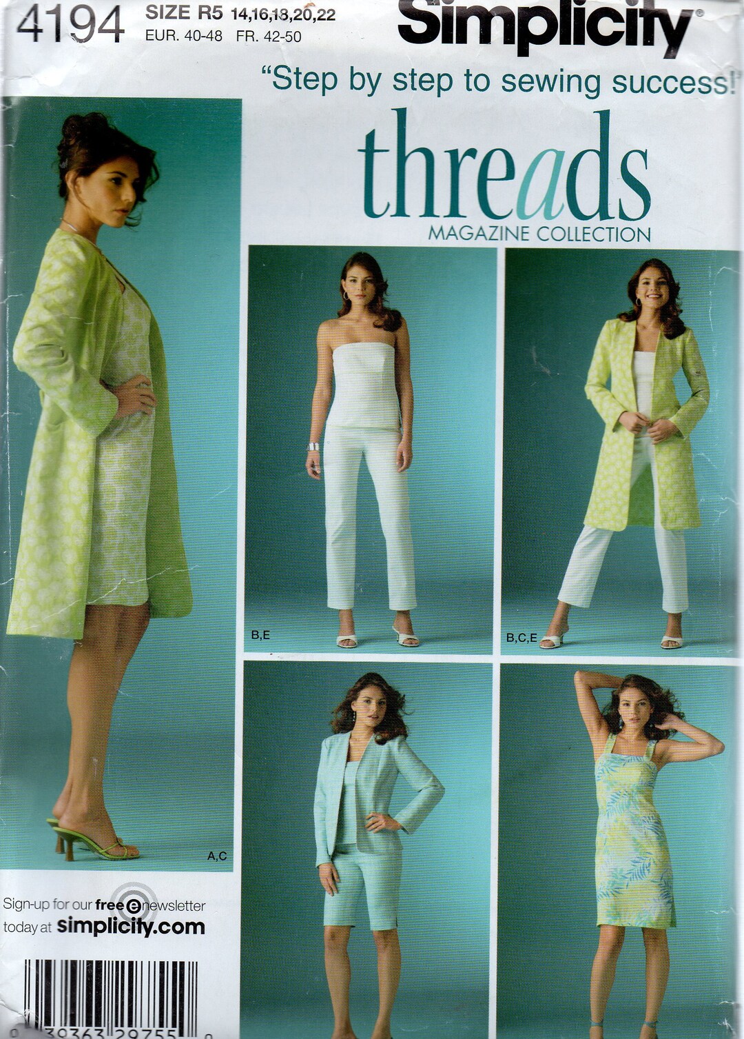 Simplicity Threads Pattern 4194 DRESS Top PANTS or City Shorts COAT or ...