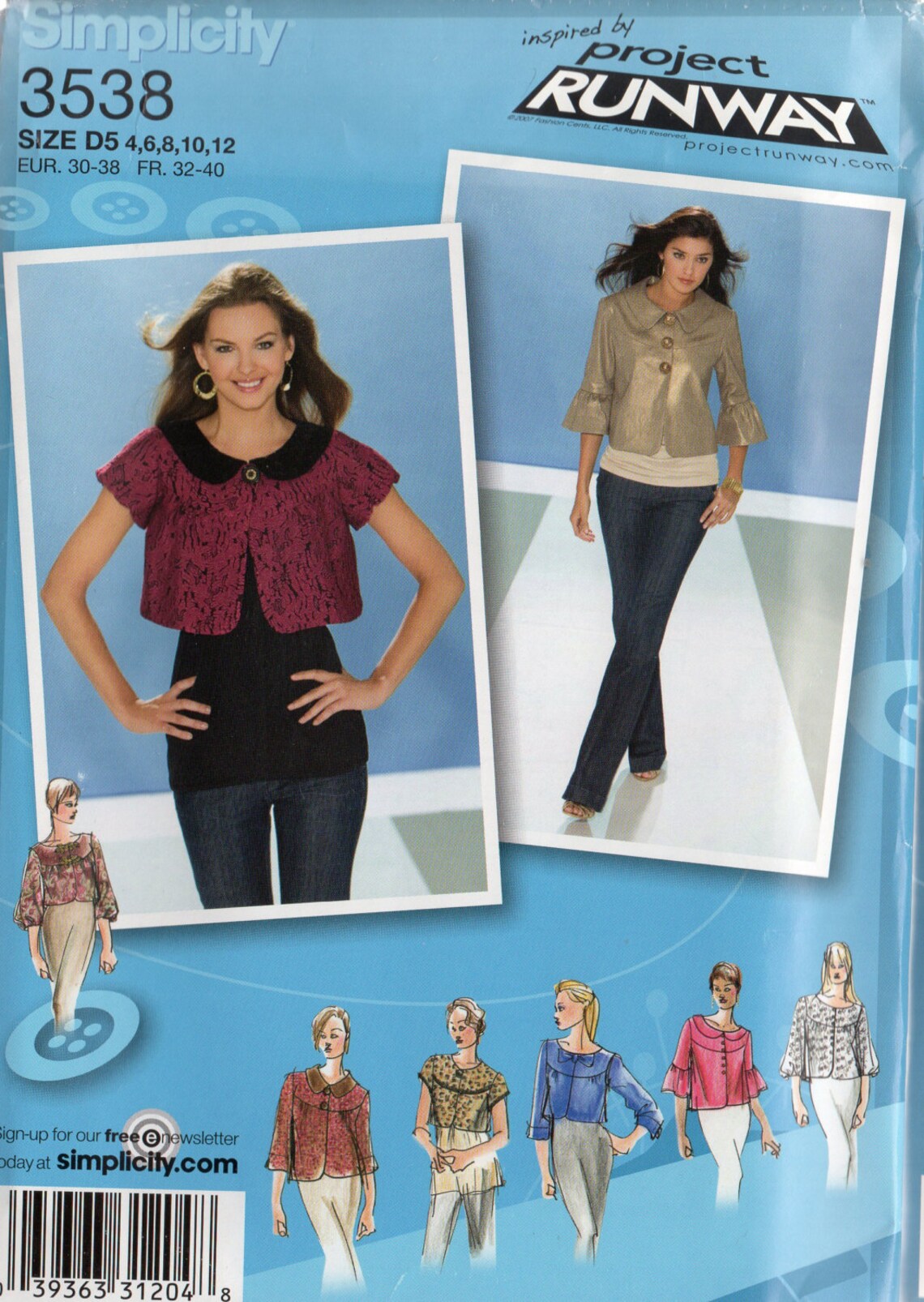 Simplicity Project Runway Pattern 3538 JACKETS Misses Sizes 4 | Etsy