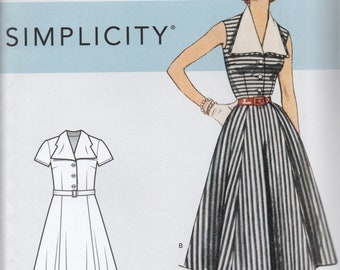 Simplicity Sewing Pattern S9105, 1950's Dress, Detachable Collar ...