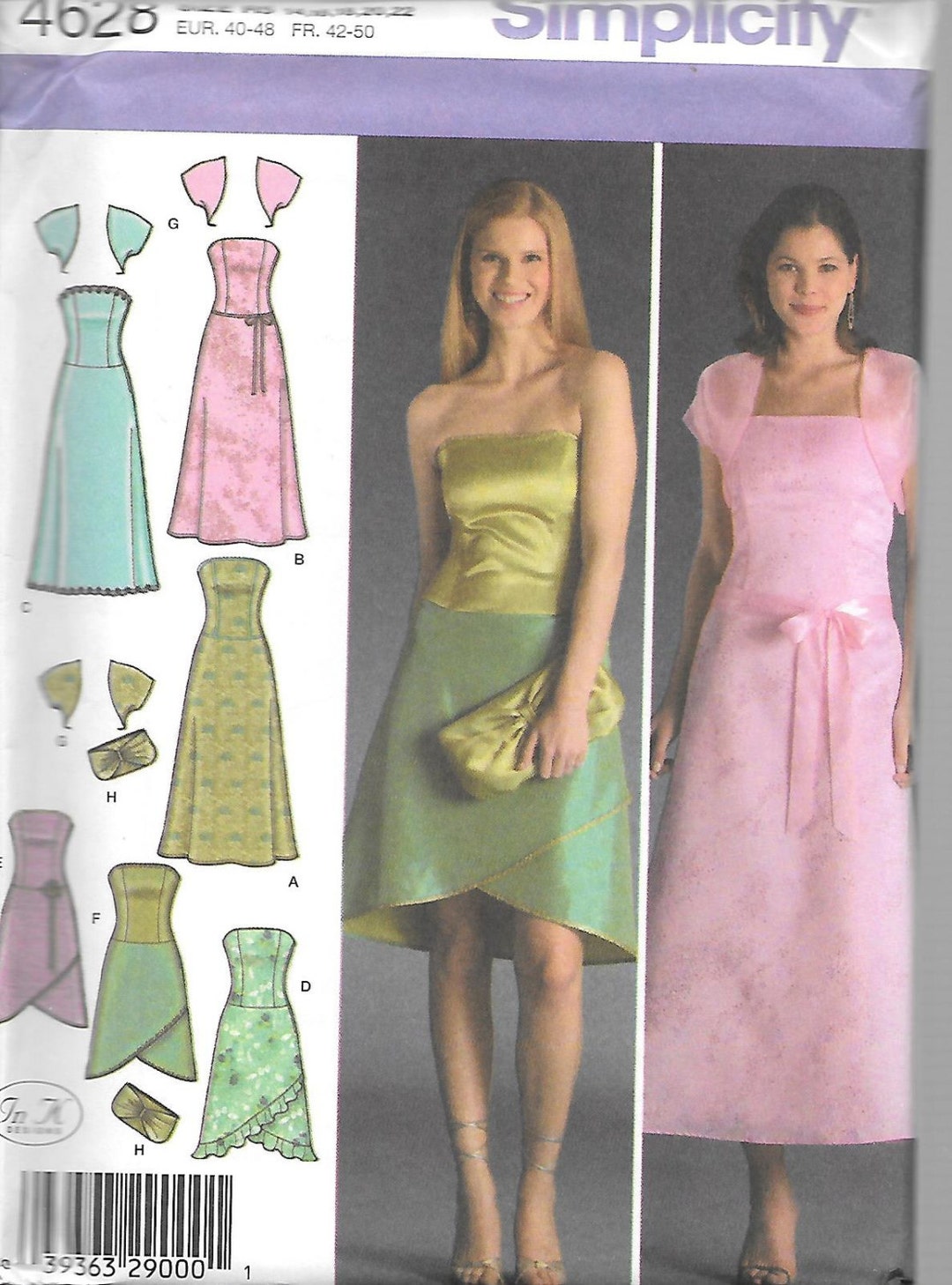 Simplicity in K Pattern 4628 PROM/PARTY DRESS Shrug & Purse Misses ...