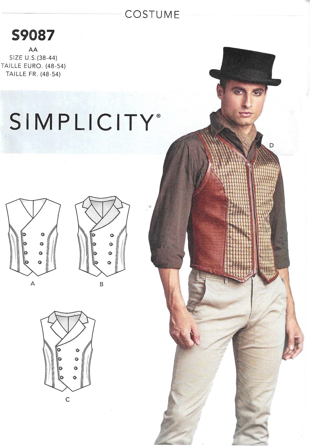 MEN'S CORSET VESTS Simplicity Pattern 9087 Men's Sizes 38 40 42 44 - Etsy