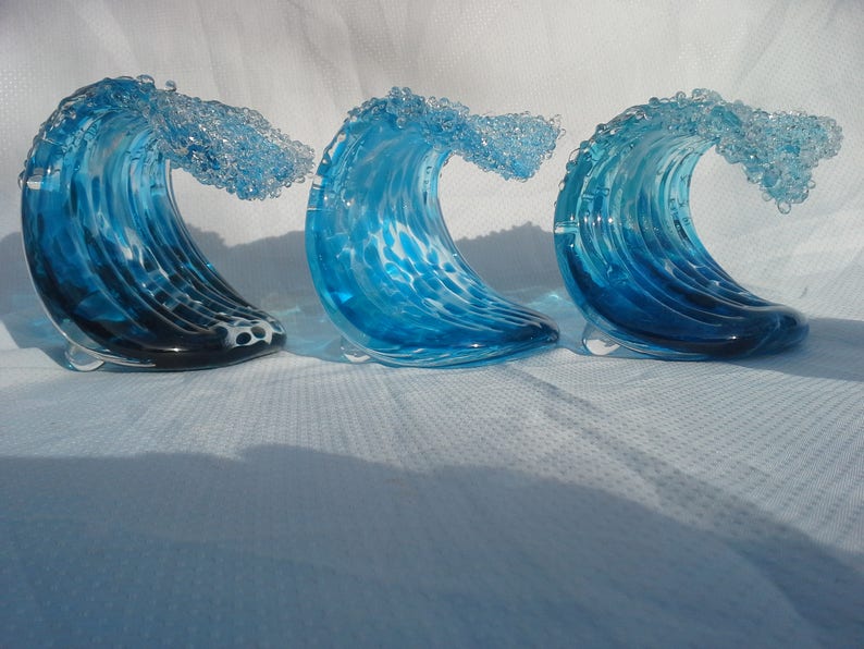 Blown Glass Wave Sculpture Etsy