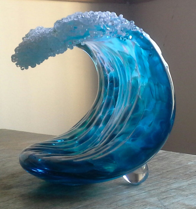 Blown Glass Wave Sculpture Etsy