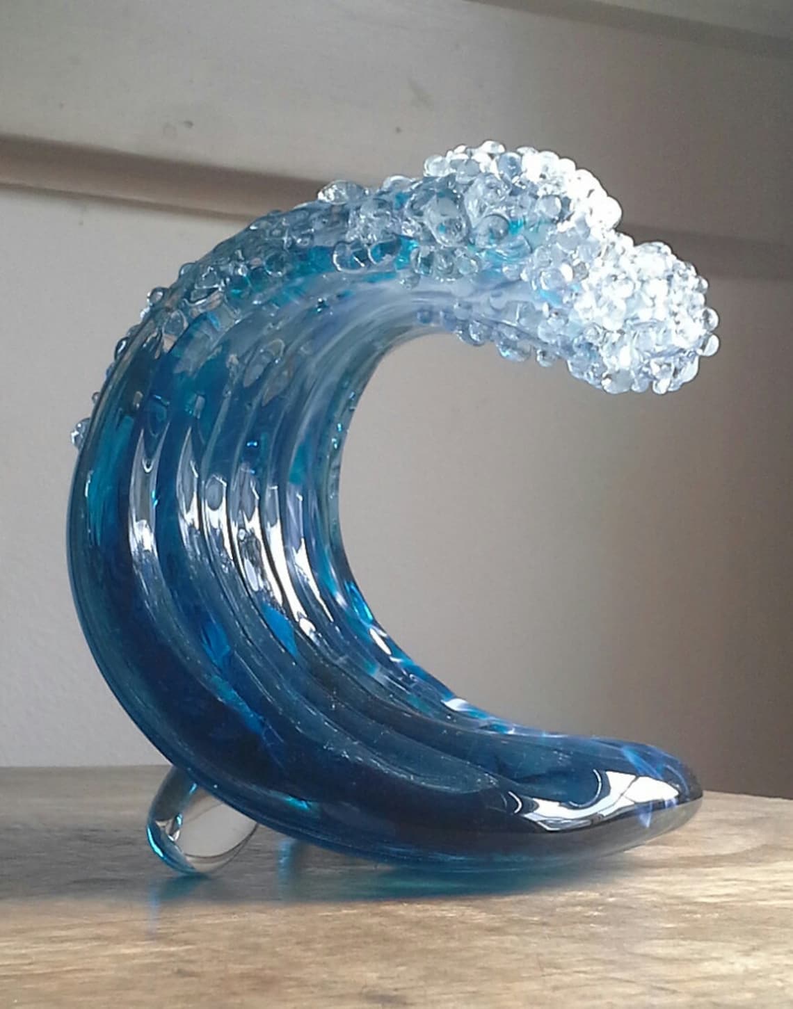 Blown glass wave sculpture... | Etsy