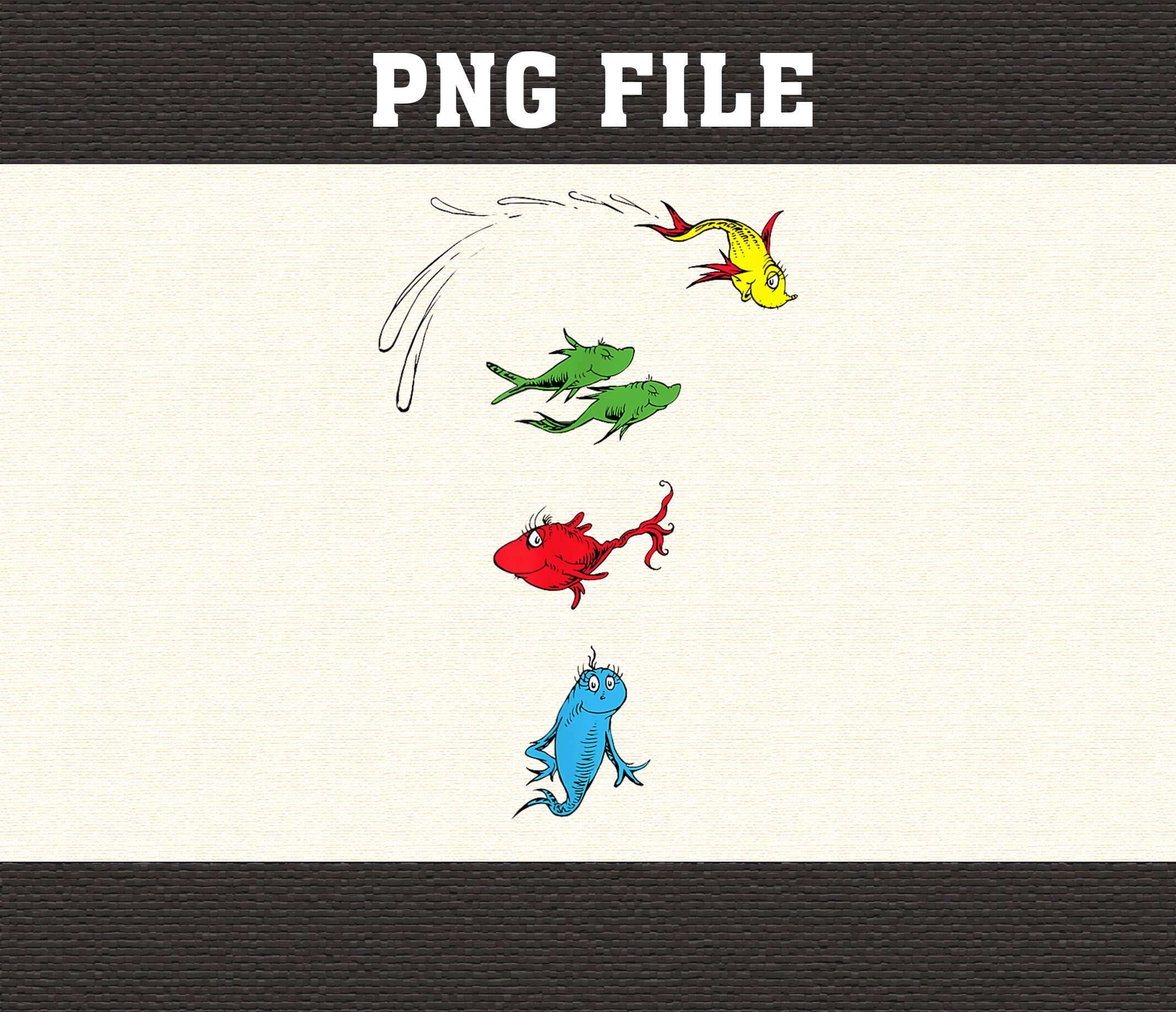 One Fish Two Fish Red Fish Blue Fish PNG Digital Download - Etsy