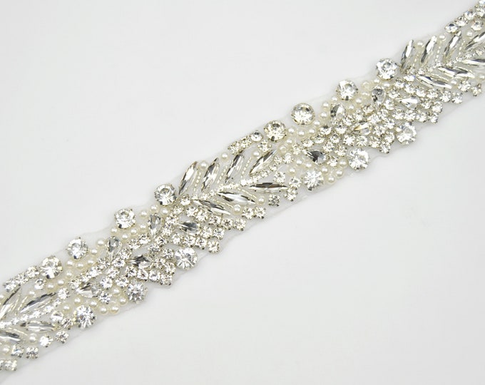 1 Yard Silver Beaded Rhinestone Trim Bridal Trim by the Yard - Etsy