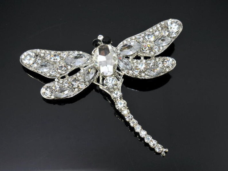 Big Crystal Dragonfly Brooch Pin Brooch Rhinestone Dragonfly - Etsy