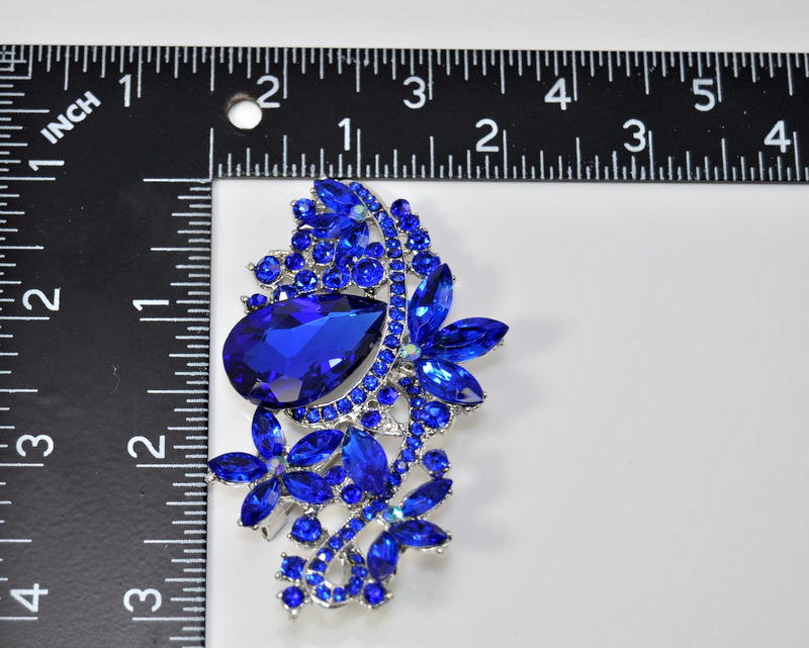 Sapphire Blue Crystal Brooch Royal Blue Rhinestone Broach | Etsy