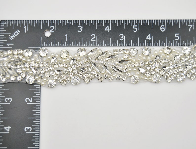 1 yard Silver beaded rhinestone trim bridal trim by the yard | Etsy