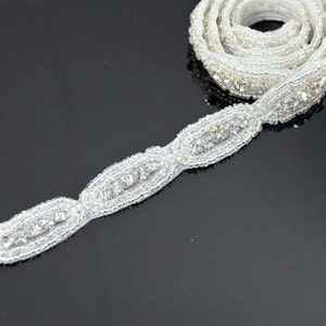 Beaded Trim by the Yard, Silver Rhinestone Trim - 1 Yard - Etsy