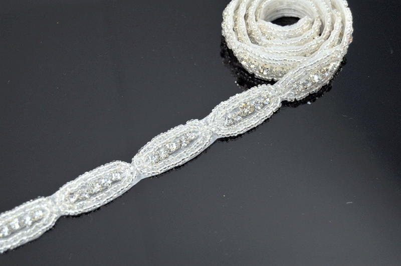 Beaded Trim by the Yard Silver Rhinestone Trim 1 Yard - Etsy