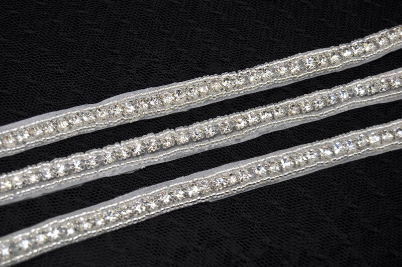 Beaded Rhinestone Trim Thin Crystal Bridal Trim - Etsy