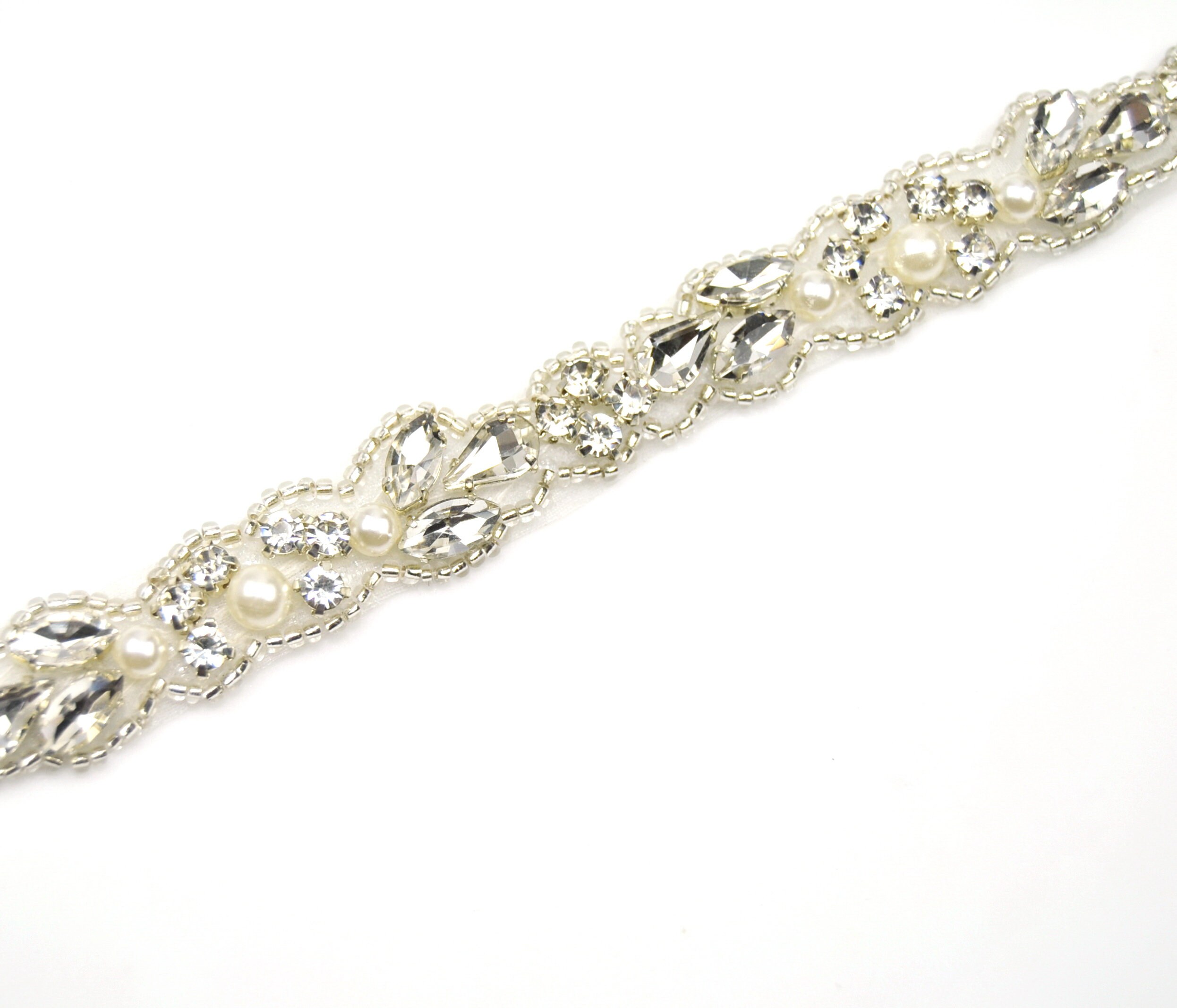 1 yard rhinestone and pearl trim wedding dress strap Iron-on | Etsy