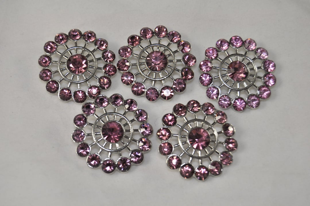 5pcs Big Rhinestone Button, Purple Large Buttons With Shank Good for ...