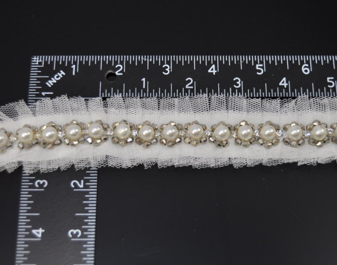 Pearl Crystal Trim Ivory Lace Beaded Trim Sewing Trim by the - Etsy