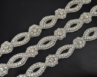 Beaded Trim by the Yard Silver Rhinestone Trim 1 Yard | Etsy