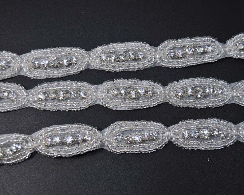 Beaded Trim by the Yard Silver Rhinestone Trim 1 Yard | Etsy