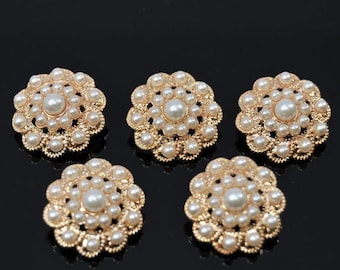 Pearl Gold Button | Etsy