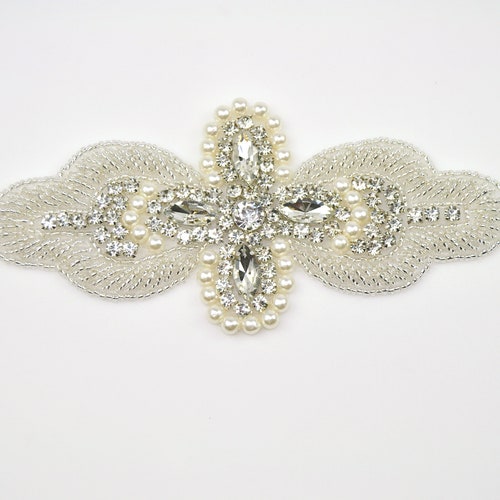 Rhinestone and Pearl Applique Crystal Beaded Applique for - Etsy