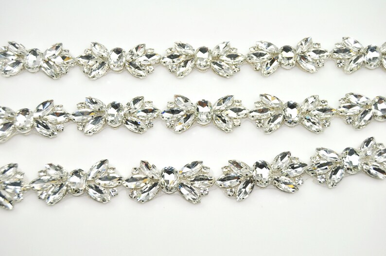 1 Yard Crystal Trim Rhinestone Trim by the Yard Silver - Etsy