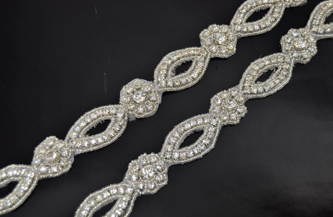 Flower Rhinestone Trim Crystal Beaded Trim by the Yard - Etsy