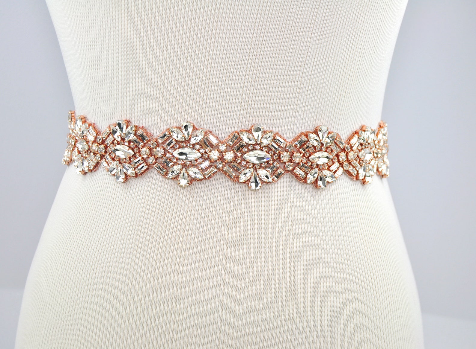 Rose Gold Rhinestone Trim Wide Crystal Beaded Trim Bridal | Etsy