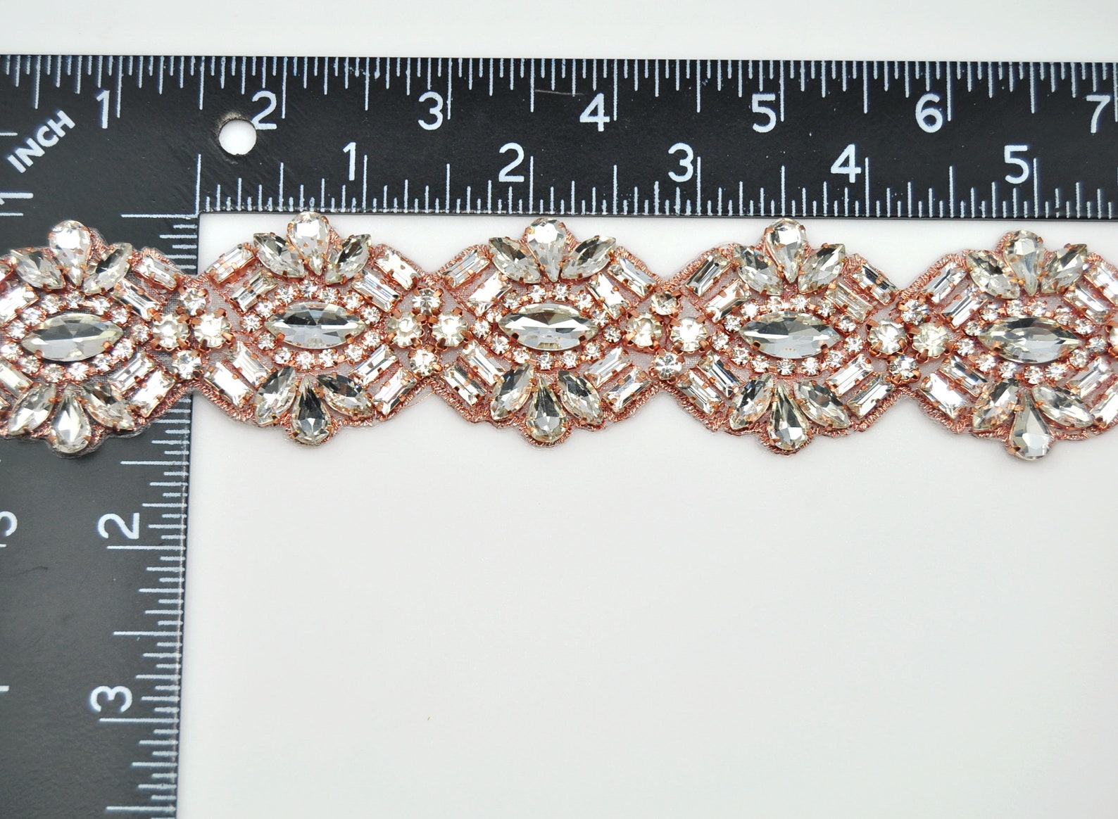 Rose Gold Rhinestone Trim Wide Crystal Beaded Trim Bridal | Etsy