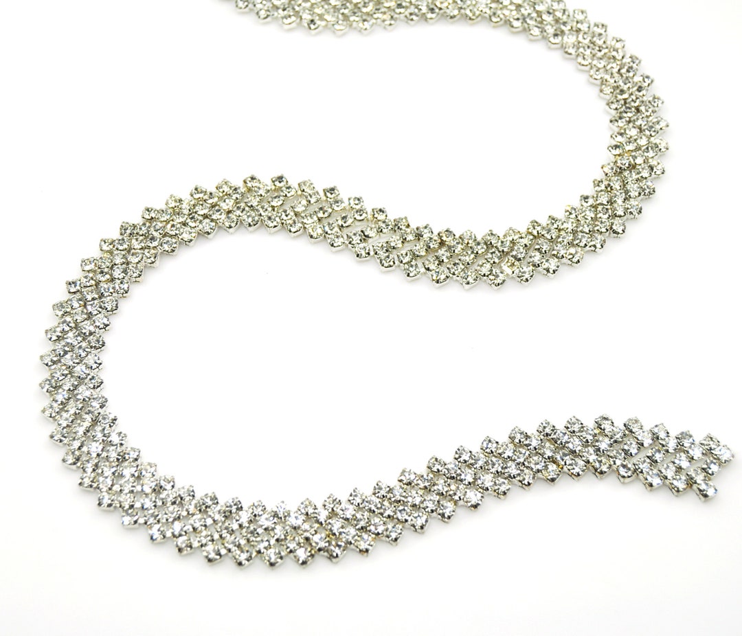 Crystal Rhinestone Chain Trim, Clear Crystal Cup Chain Trim, Rhinestone ...