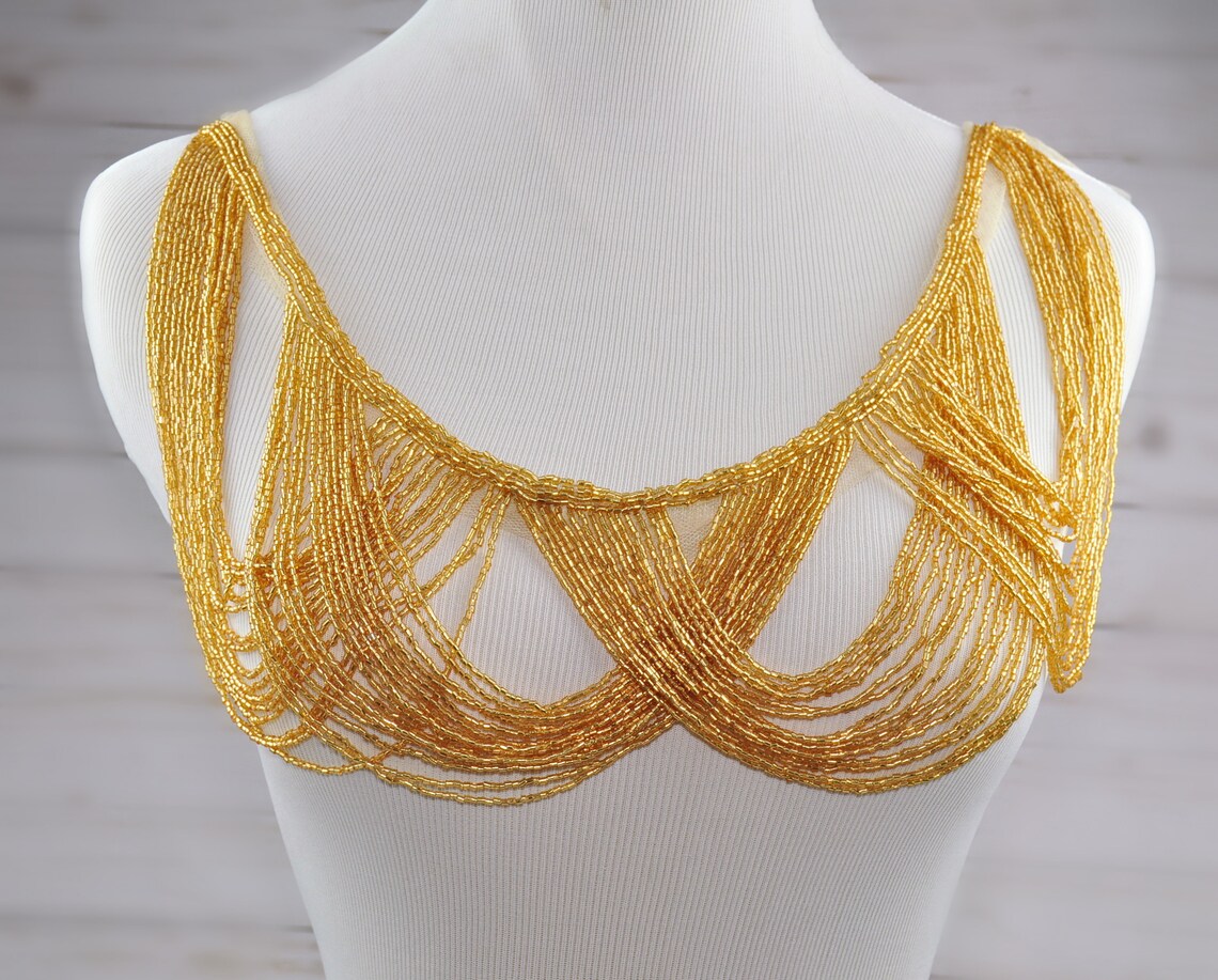 Gold Beaded Fringe Trim Applique Gold Beaded Tassel Trim - Etsy