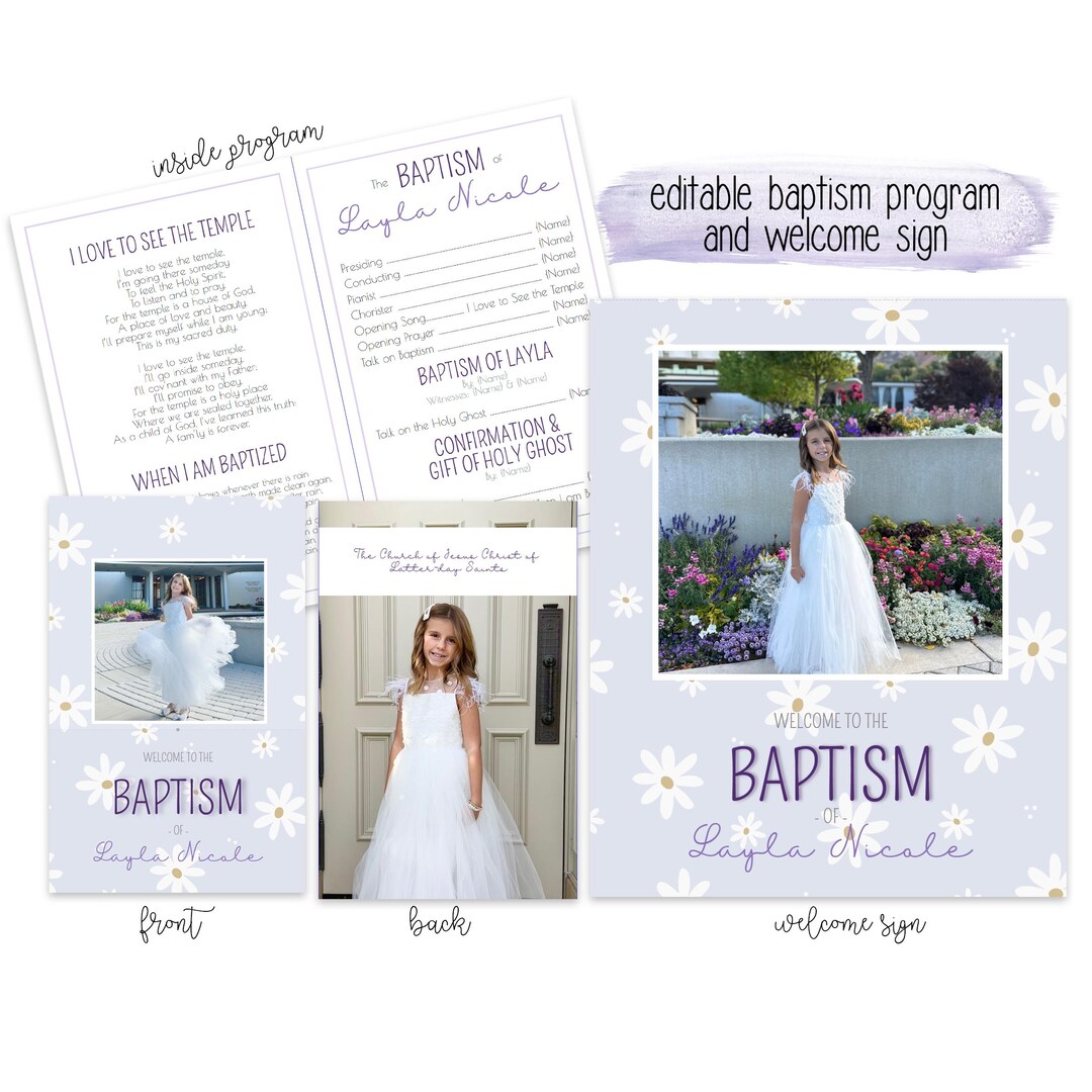 Baptism Program LDS Editable Template, Church of Jesus Christ of Latter ...