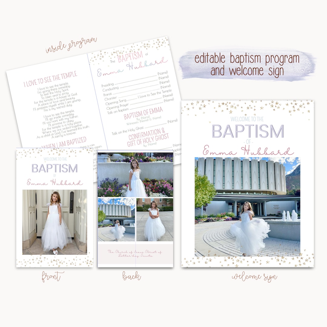 Baptism Program LDS Editable Template, Church of Jesus Christ of Latter ...