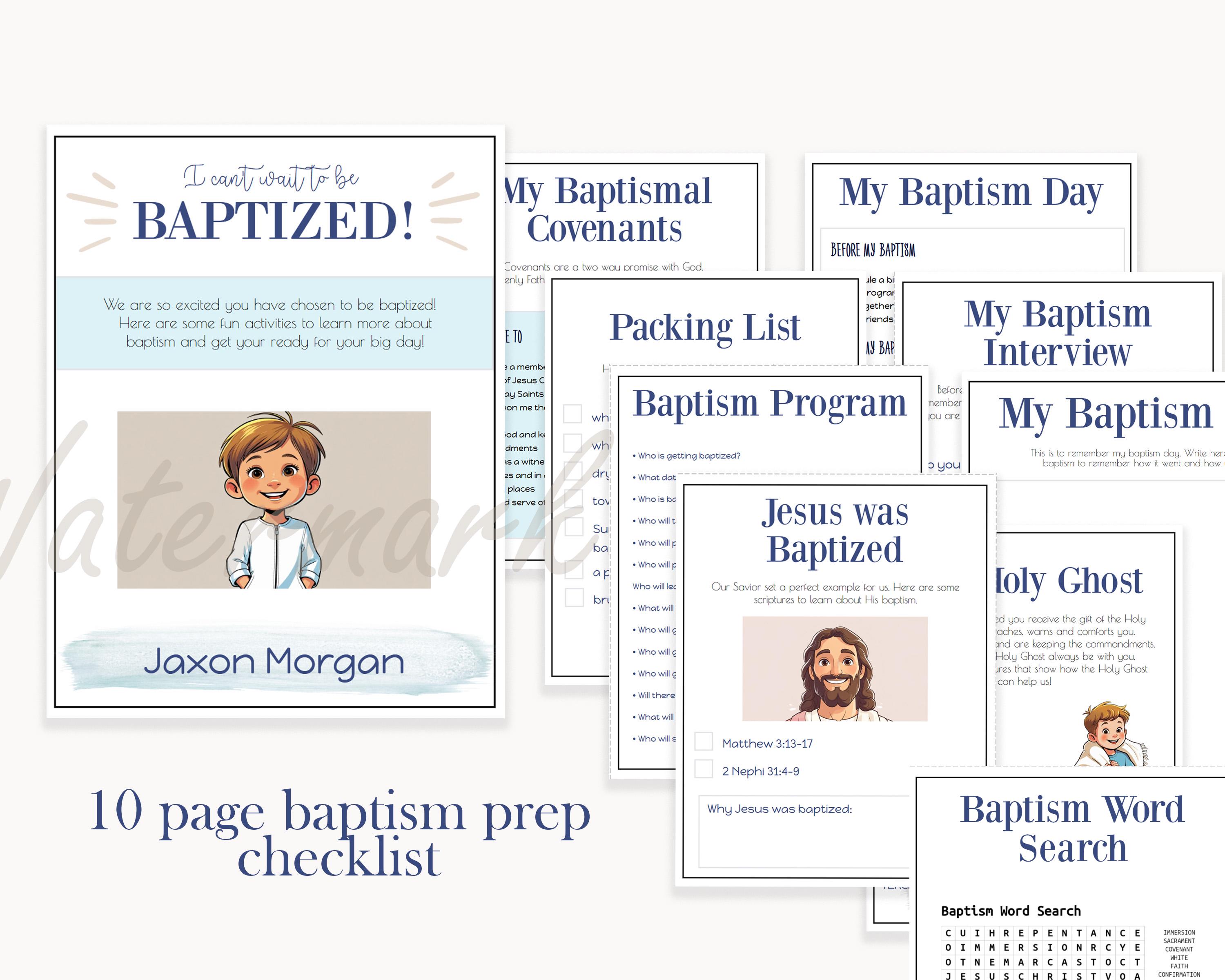 Baptism Preparation Checklist, LDS Baptism List, Packing List, Church ...