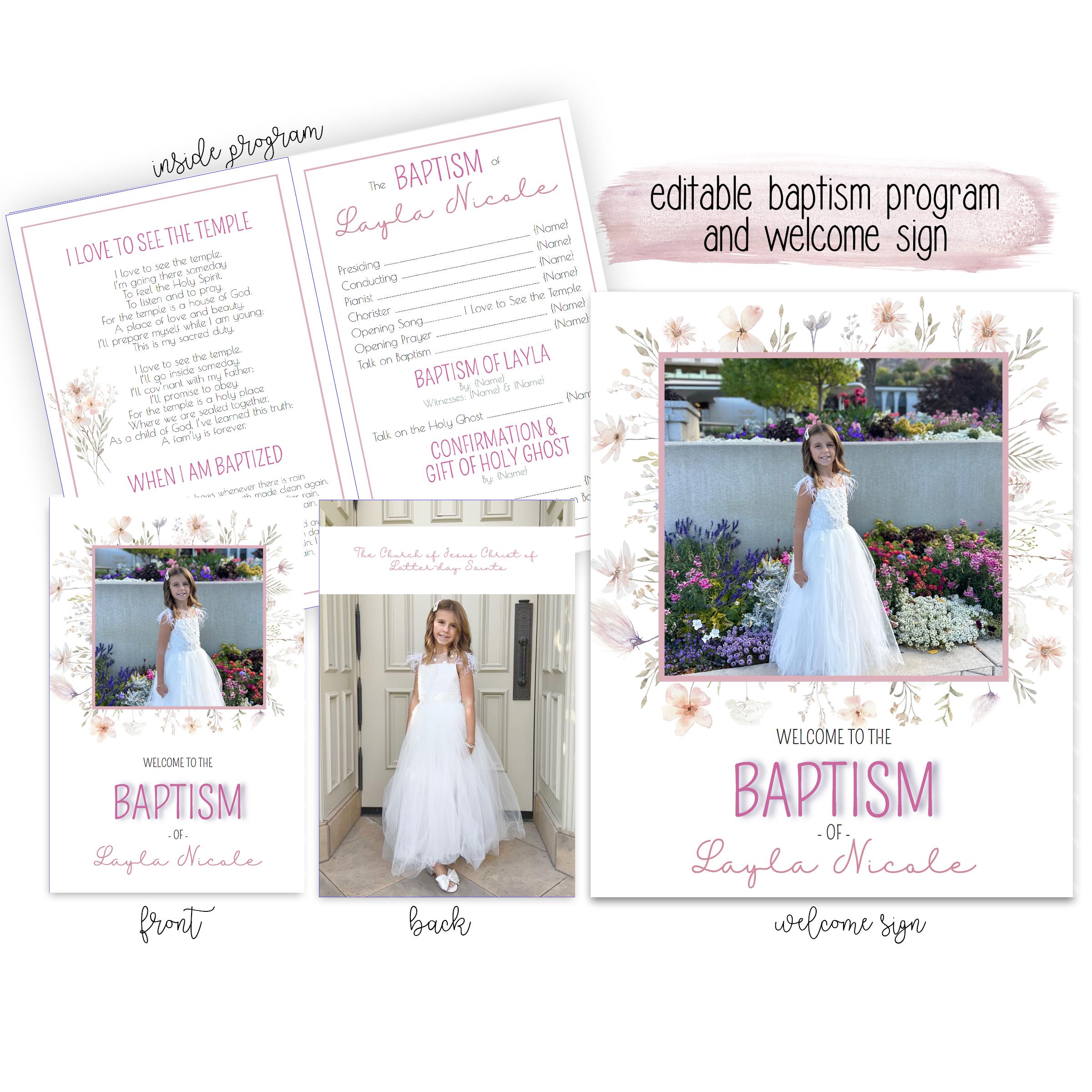Baptism Program LDS Editable Template, Church of Jesus Christ of Latter ...