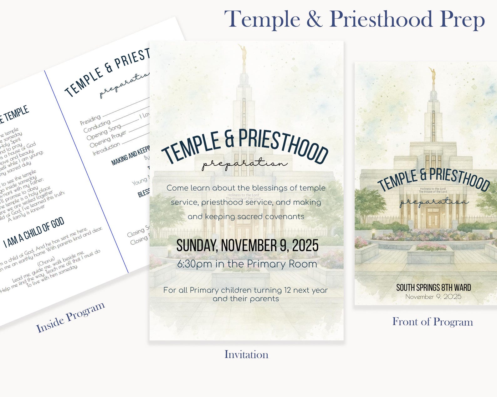 Temple and Priesthood Preparation Program LDS Editable Template, Church ...