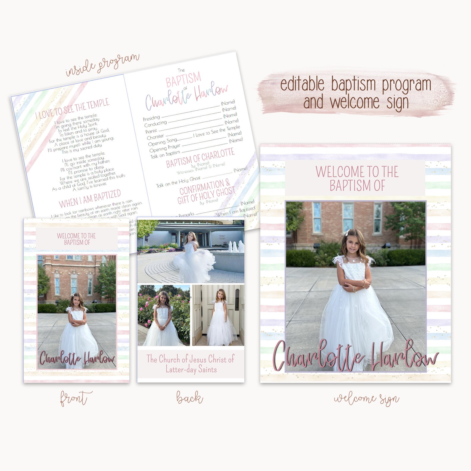 Baptism Program LDS Editable Template, Church of Jesus Christ of Latter ...