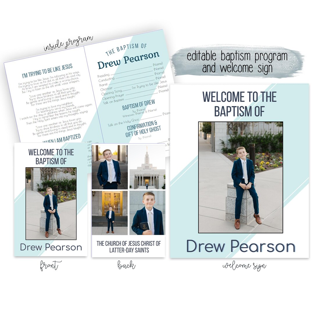 Baptism Program LDS Editable Template, Church of Jesus Christ of Latter ...
