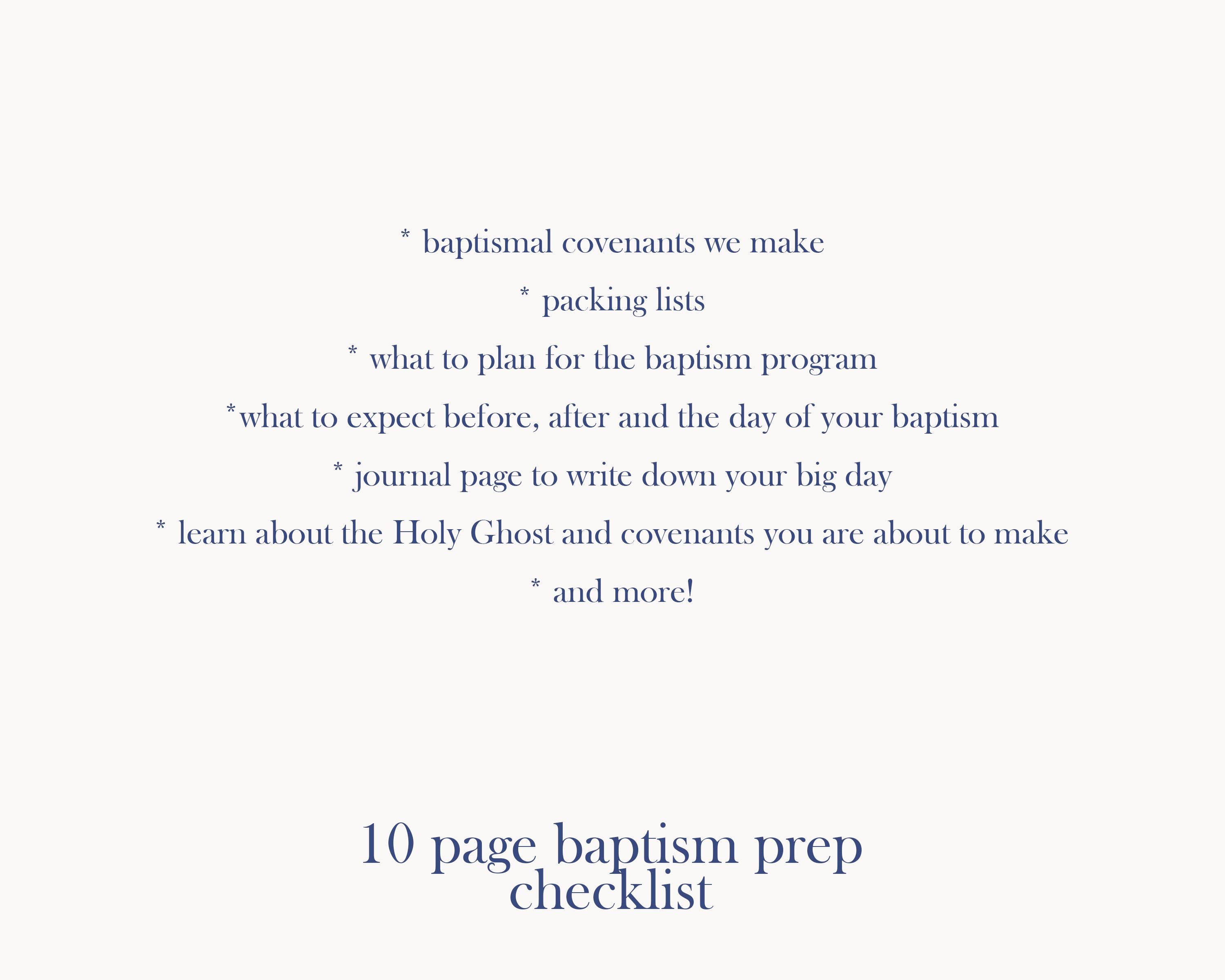 Baptism Preparation Checklist, LDS Baptism List, Packing List, Church ...