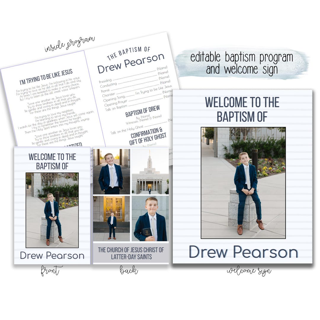Baptism Program LDS Editable Template, Church of Jesus Christ of Latter ...