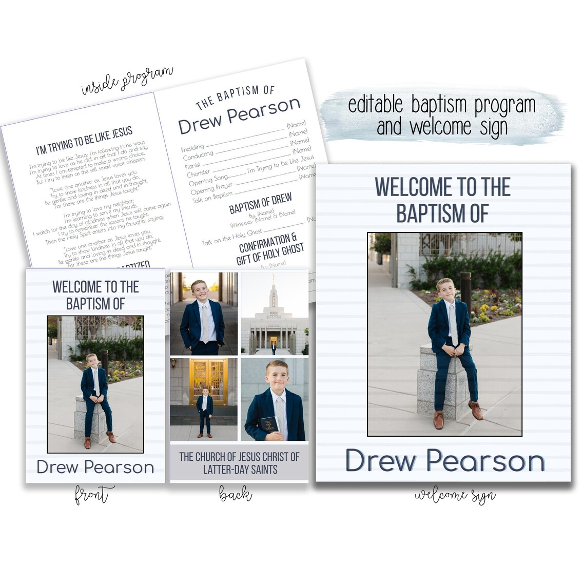 Baptism Program LDS Editable Template, Church of Jesus Christ of Latter ...