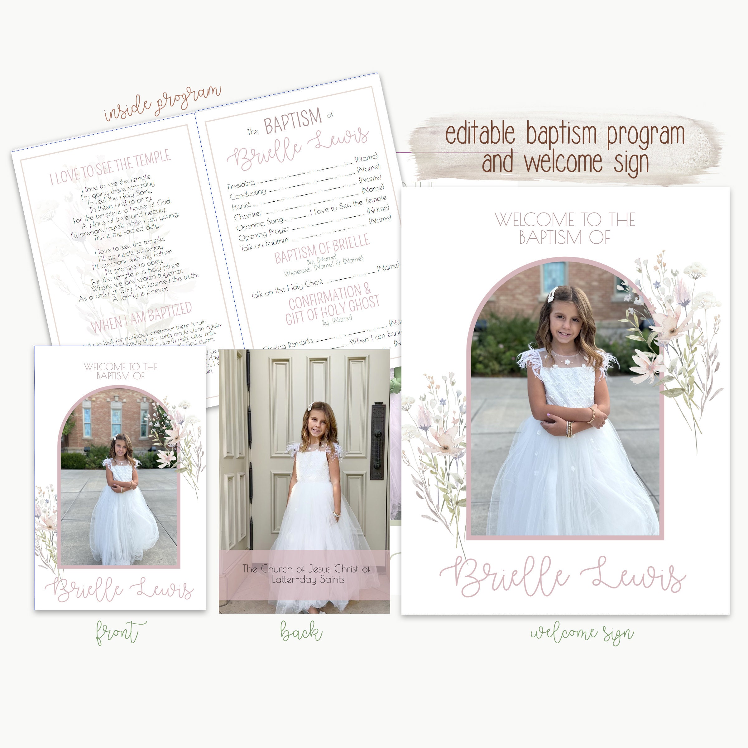 LDS Program for Baptism, Editable Template Church of Jesus Christ of ...