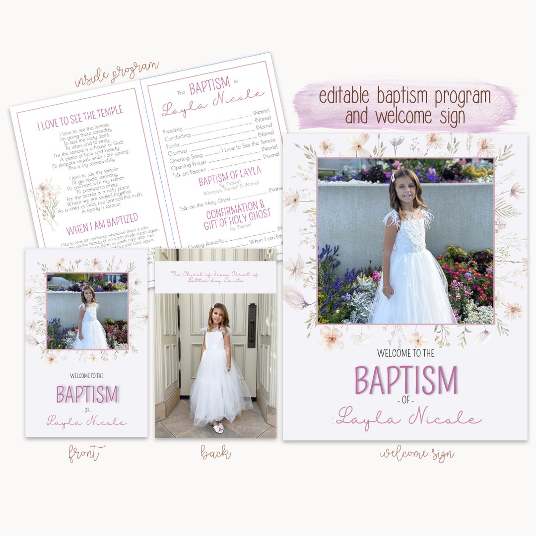 Baptism Program LDS Editable Template, Church of Jesus Christ of Latter ...