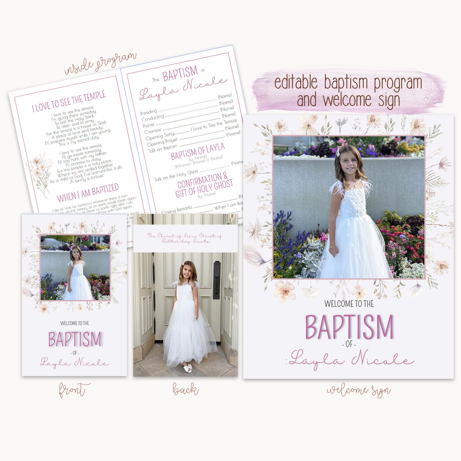 Baptism Program LDS Editable Template, Church of Jesus Christ of Latter ...
